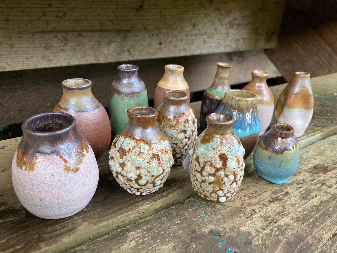 Mini Pottery Bud Vases Handmade Pottery Vase Wheel Thrown Vase Ceramic ...