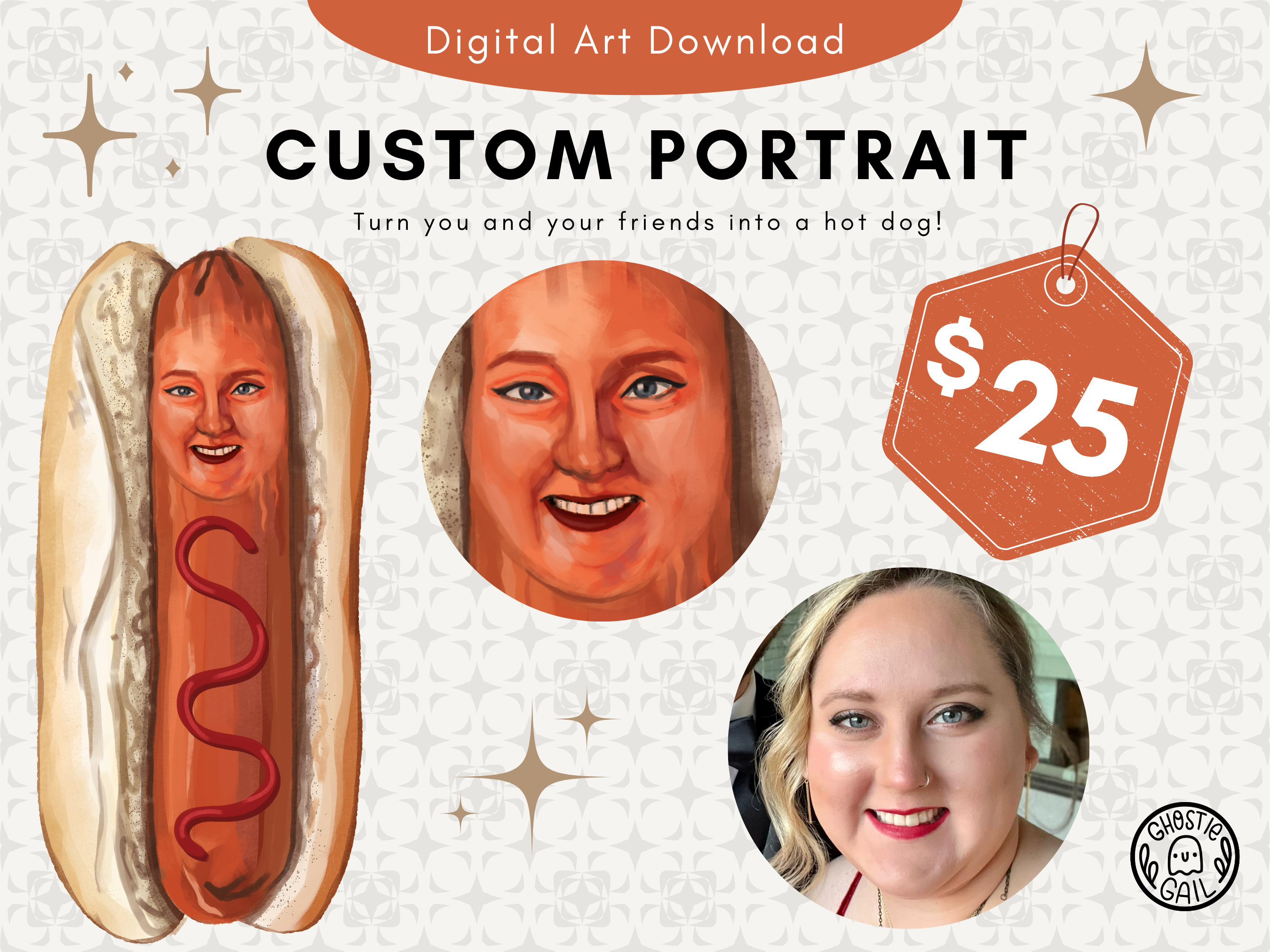 Custom HOTDOG Portrait, Digital Product, Personalized Art, Commission ...