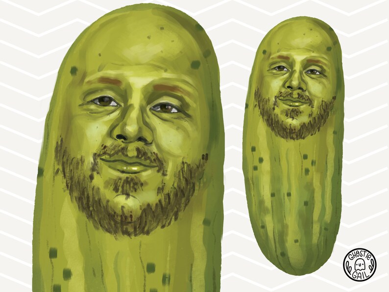 Custom Pickle Portrait, Digital Product, Personalized Art, Commission ...