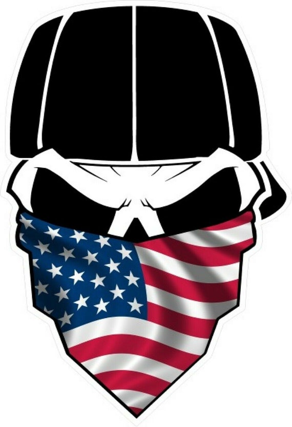 UNITED SATES FLAG Sticker Decal Bandit Skull With Flag | Etsy