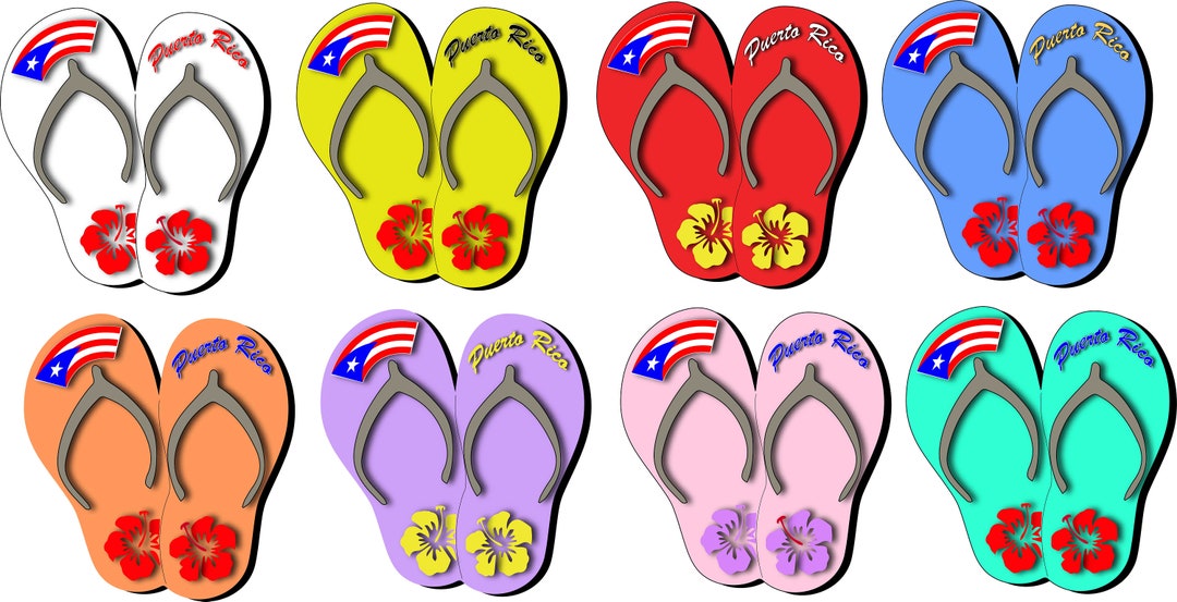 Puerto Rico Flag Flip Flops Decal-sticker-calcomania Chancleta Boricua ...