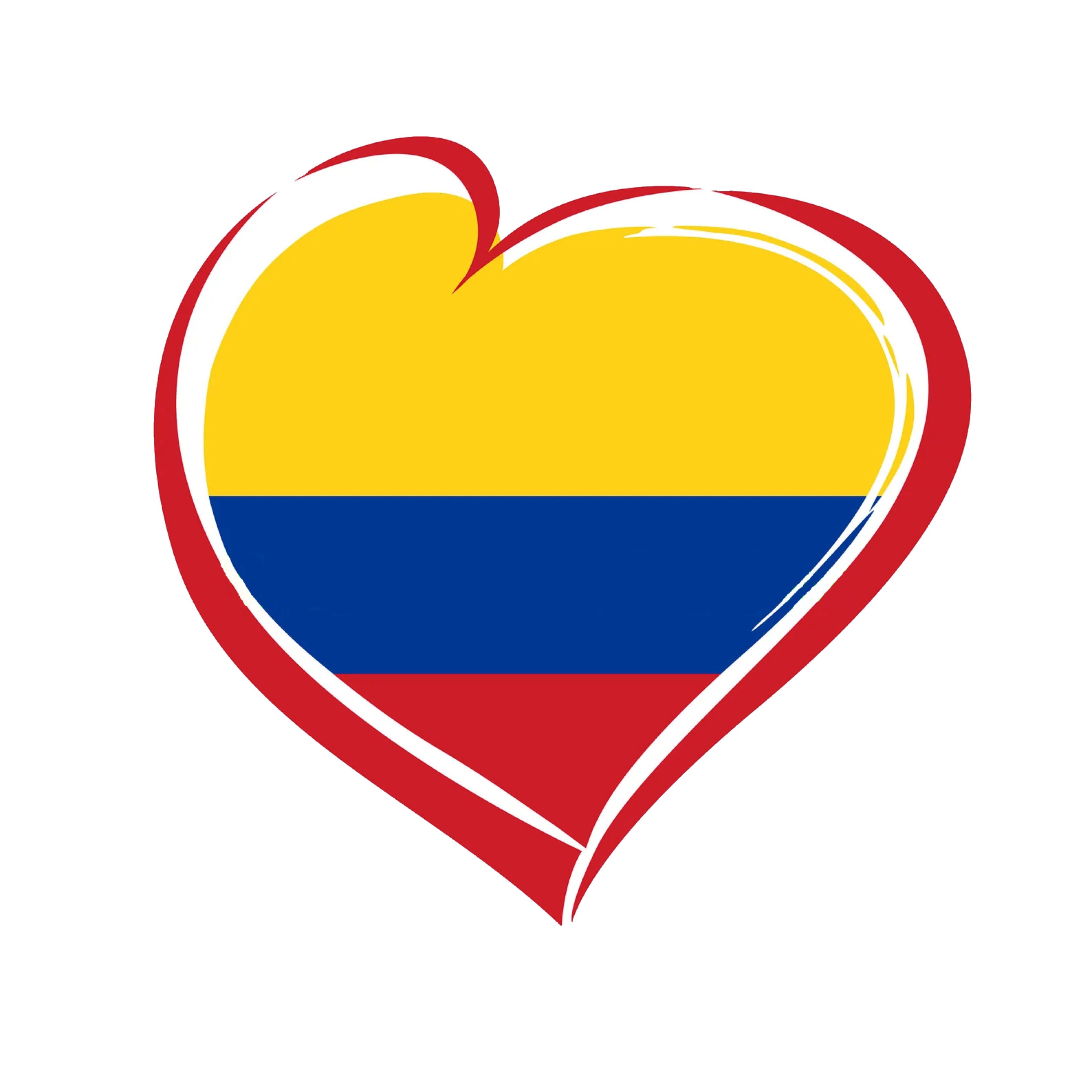 CALCOMANÍA DE LA BANDERA DE COLOMBIA, Forma de Corazón de Colombia ...