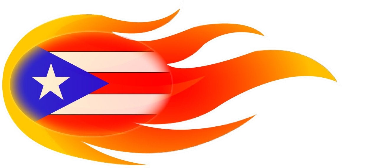 PUERTO RICO FLAG on Fire Sticker Decal Bandera Boricua En | Etsy