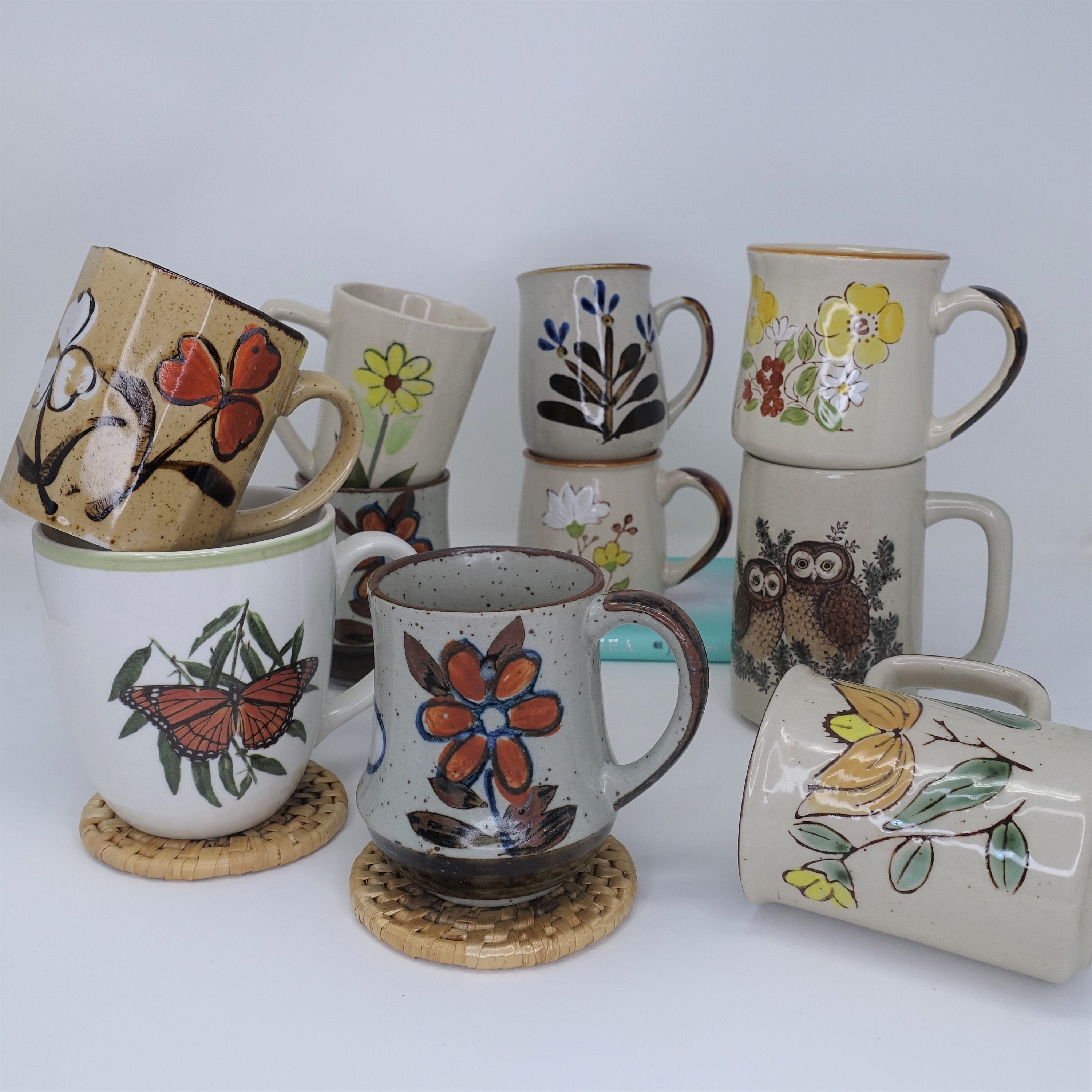 Drink & Barware Vintage Hall Mugs Mismatched Earth Tone Coffee Mugs ...