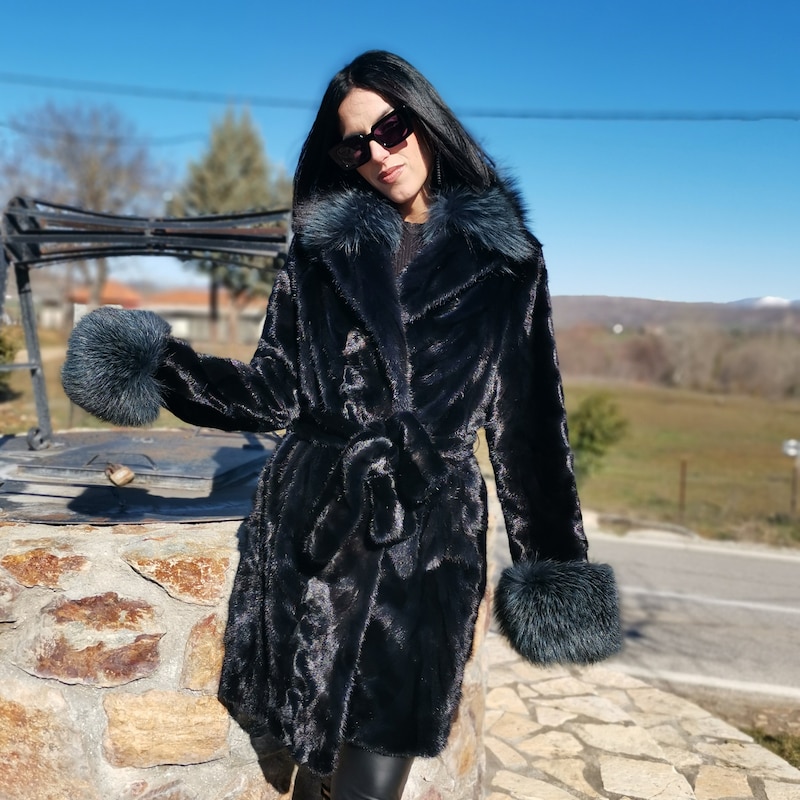 Blue Fox Fur Coat - Etsy