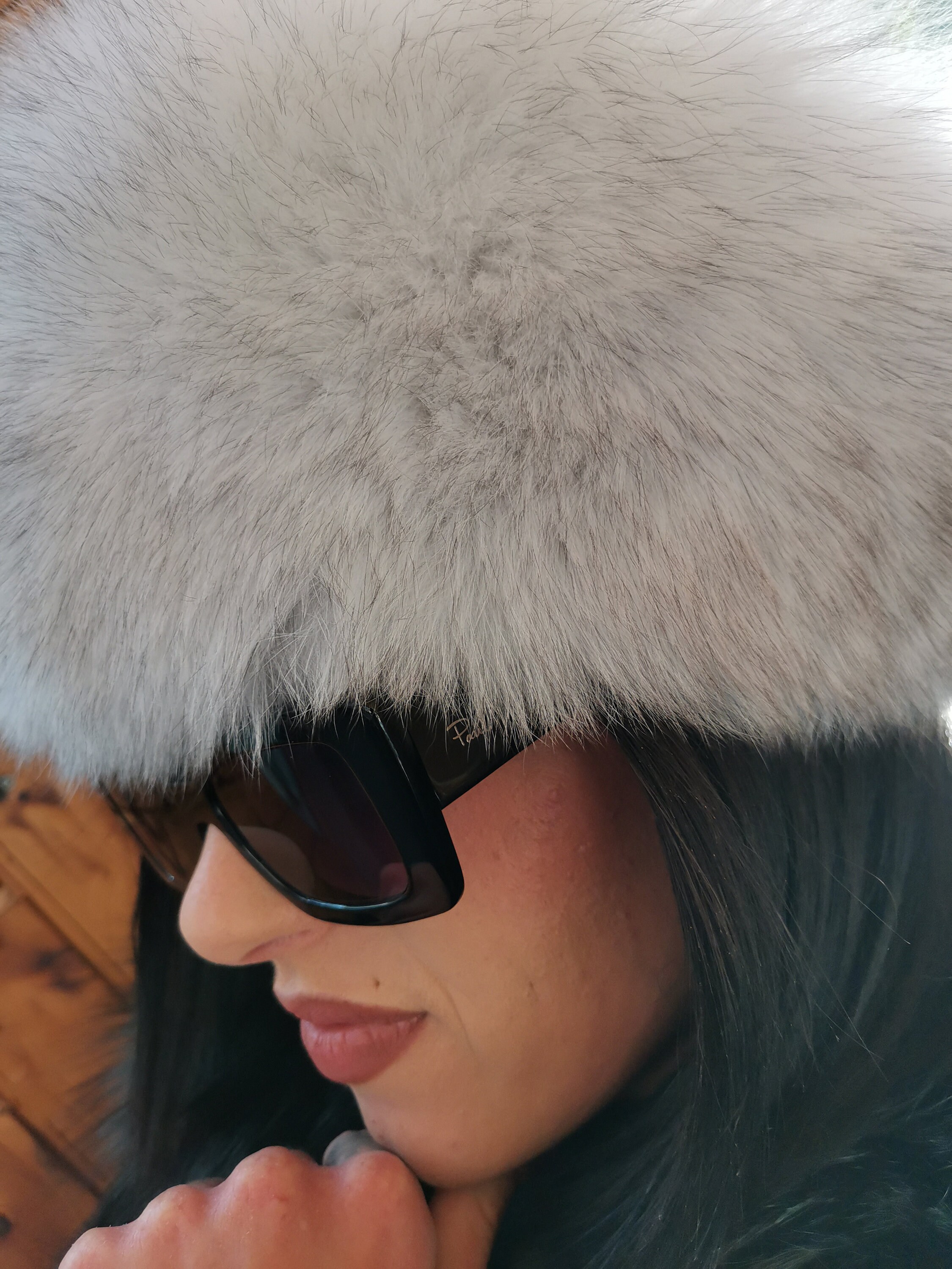 Natural Blue Fox Fur Hat With Leather Top Women Real Fox Fur Mongolian ...