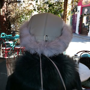 Natural Blue Fox Fur Hat With Leather Top | Women Real Fox Fur ...