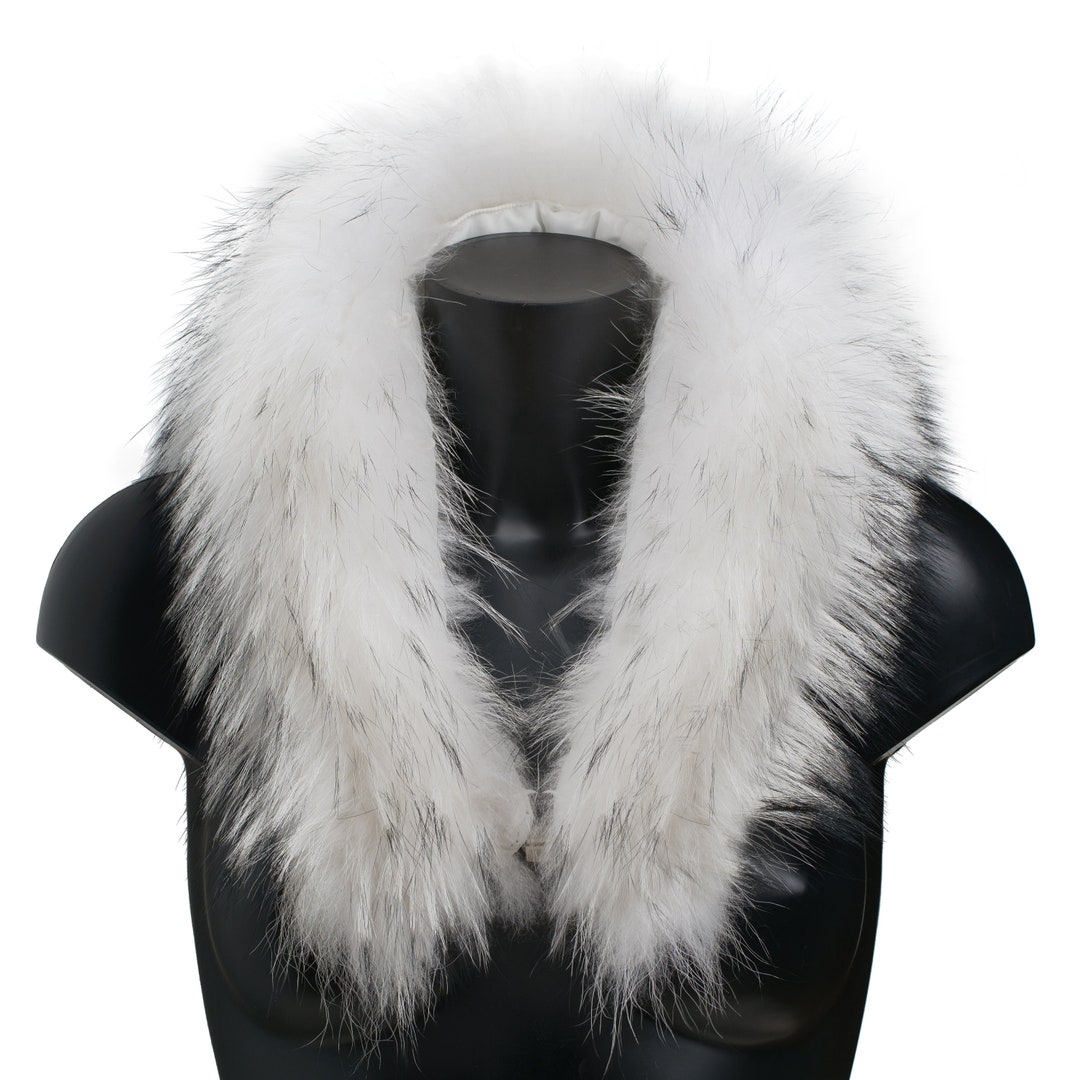 Handmade White Fox Fur Collar, Detachable Fluffy Scarf - Etsy