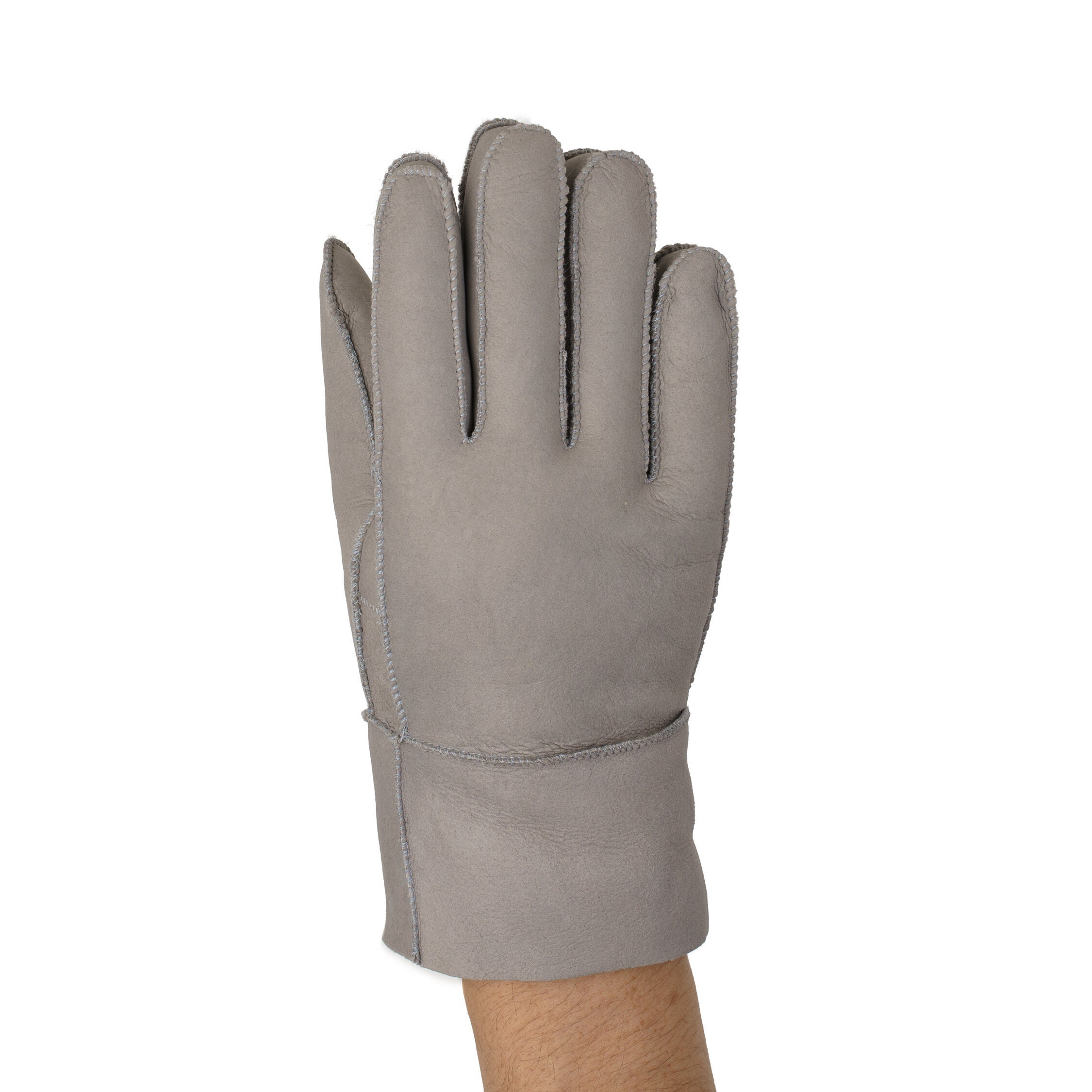 Sheepskin Shearling Fur Lined Gloves Women Gray Leather Gloves Warm ...