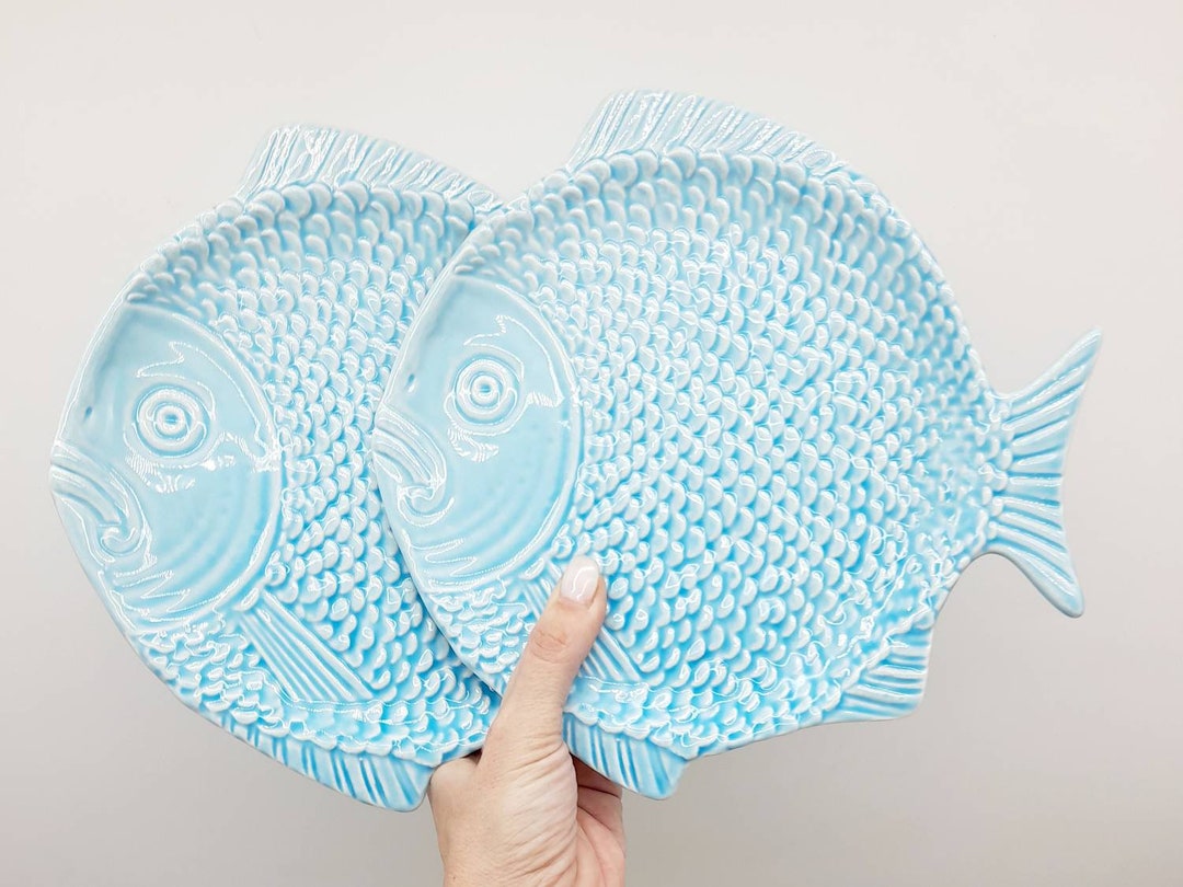Set of 2 Fish Plates 22 Cm Handmade in Portugal. - Etsy