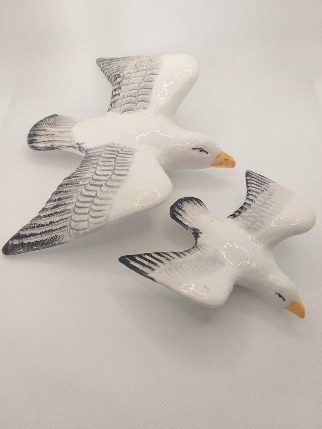 Set of 2 Ceramic Seagulls. Big and Small Dimension. Hanging Wall ...