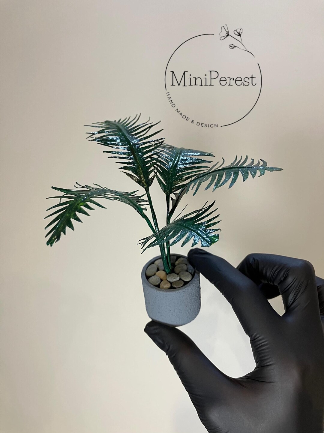 1:12 Scale Miniature Areca Palm Tree in Concrete Pot, Handmade, 1/12 ...