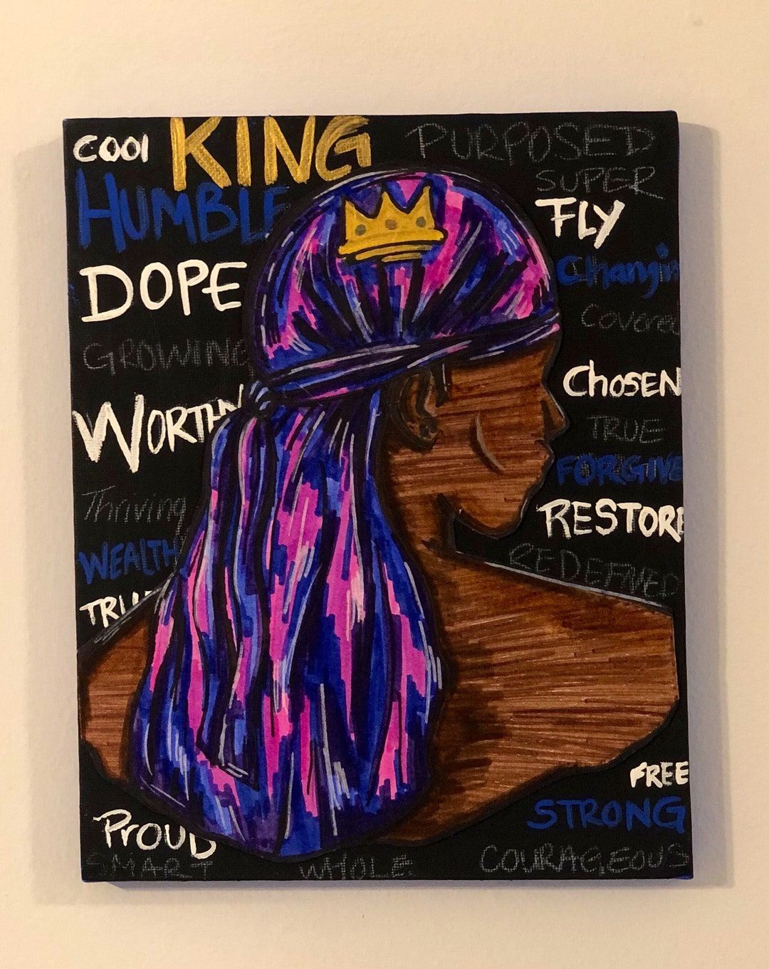 Black Man With Durag| Durag Artwork| African American Man Art| Durag ...