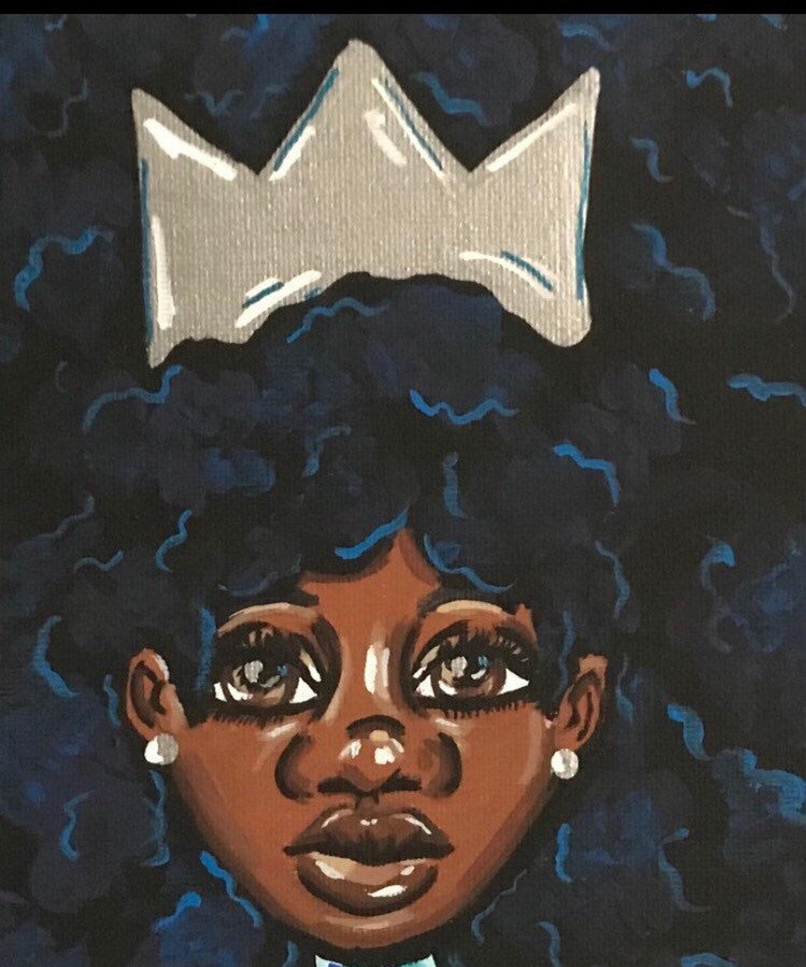 Big Blue Afro Art Blue Afro Girl Painting Black Woman - Etsy