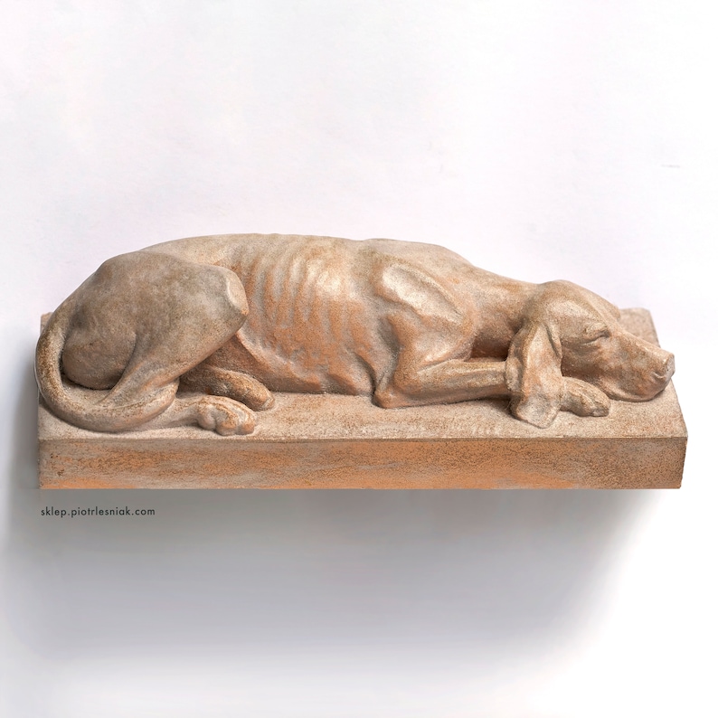 The Resting Dog Sculpture. Tabletop, Decoration, Cast, Patinated Like ...