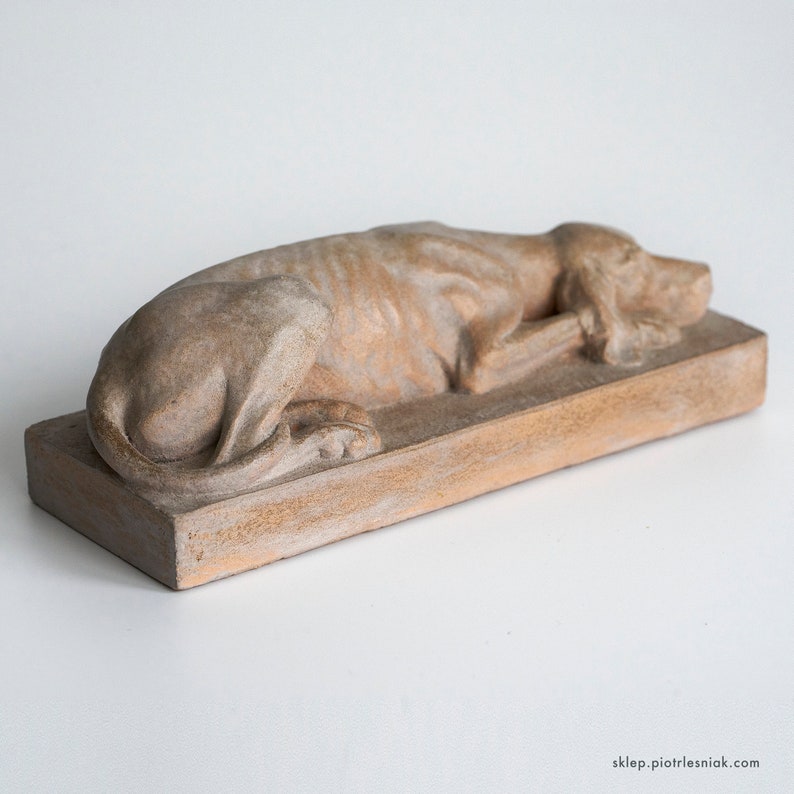 The Resting Dog Sculpture. Tabletop, Decoration, Cast, Patinated Like ...