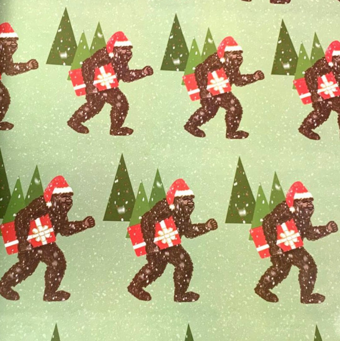 Sasquatch Bigfoot Gift Wrapping Paper - Christmas, Starry Night, Camo ...