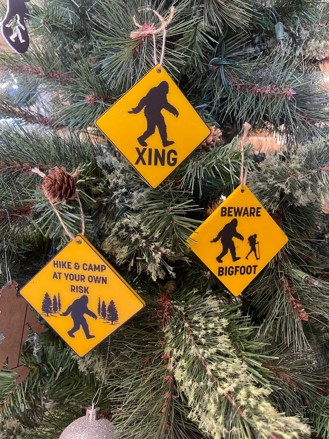 Sasquatch Bigfoot Road Signs Christmas Ornament - Etsy