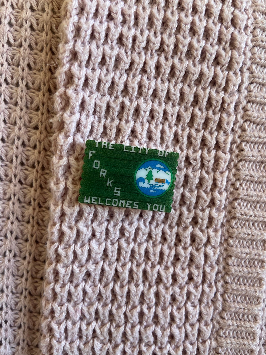 The City of Forks Welcomes You Sign Lapel Pin - Forks WA - Etsy