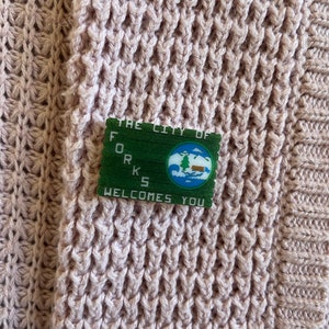 The City of Forks Welcomes You Sign Lapel Pin - Forks WA - Etsy