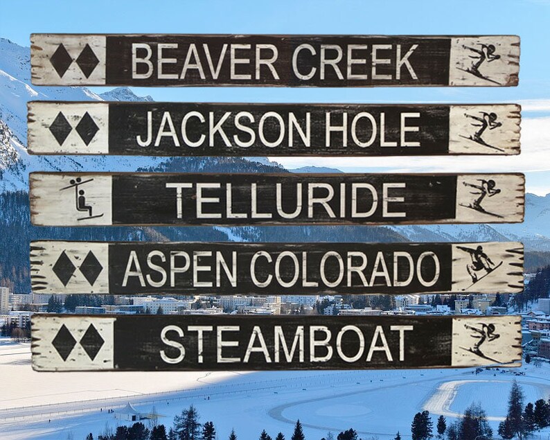 Ski Resort Wood Signs Ski Cabin Decor Snowboard Signs Wood | Etsy