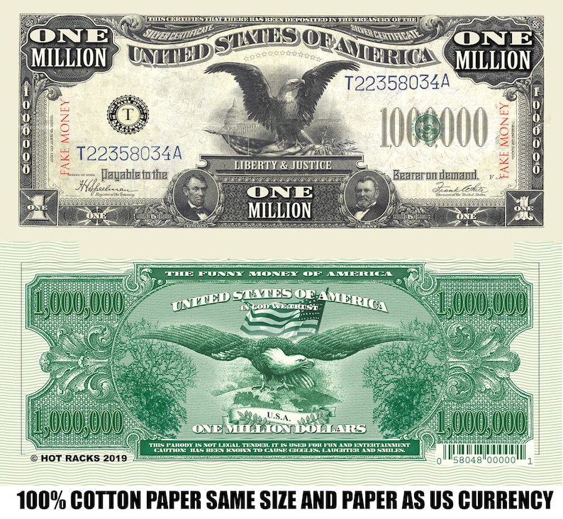1 Million Dollar Bill Novelty Money | Etsy
