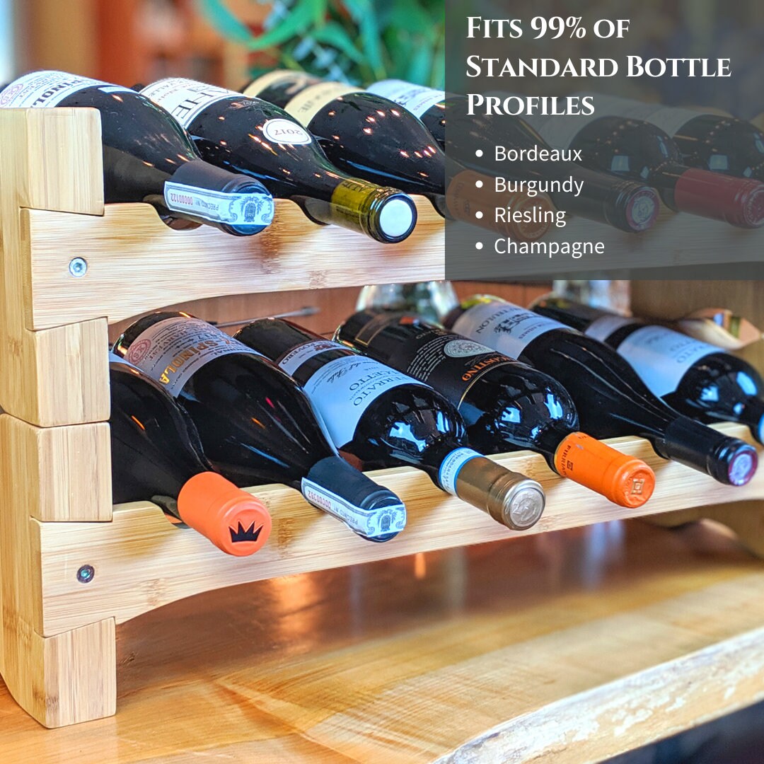 Stackable Wine Rack Set Two Tiers Holds 12 Bottles of Wine | Etsy