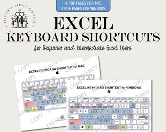 Excel Keyboard Shortcuts Comprehensive List - Etsy