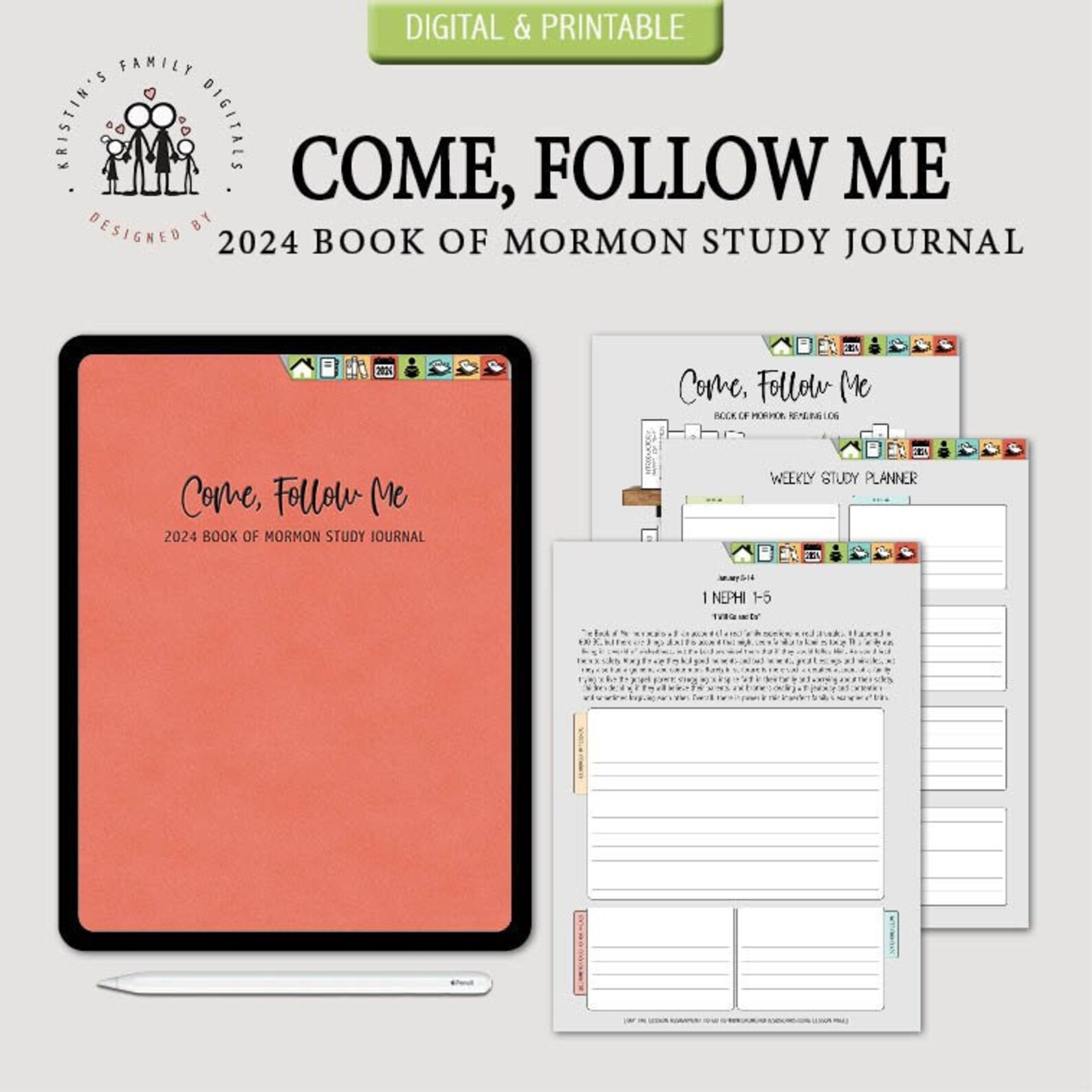 2024 Come, Follow Me BOOK OF MORMON Study Journal Digital Notebook ...
