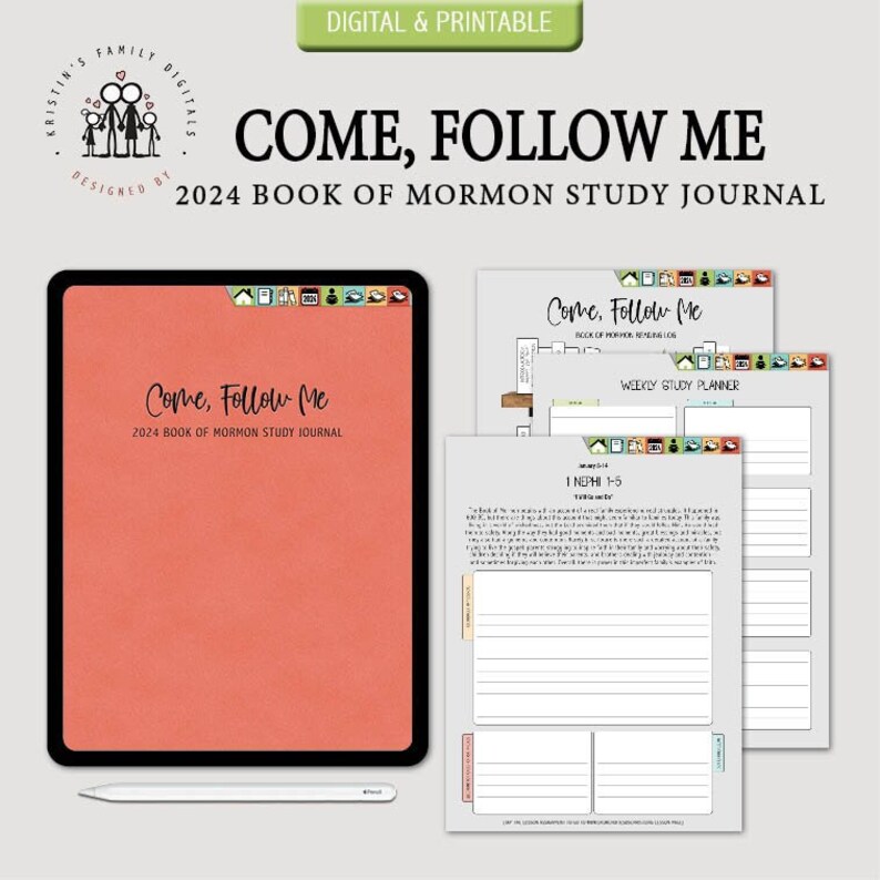 2024 Come, Follow Me BOOK OF MORMON Study Journal Digital Notebook Citrus - Etsy