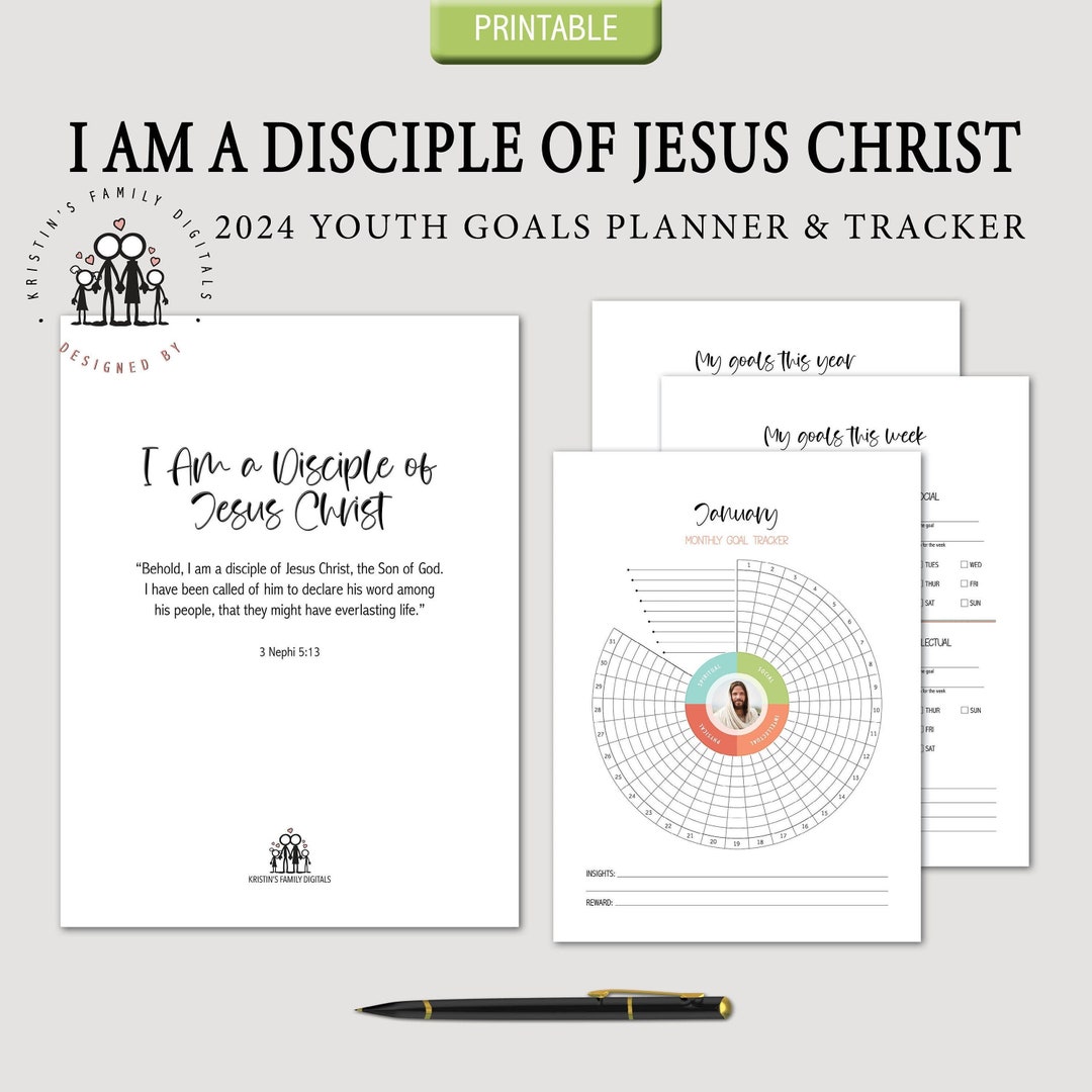 2024 I Am a Disciple of Jesus Christ Goals Planner & Tracker Printable ...