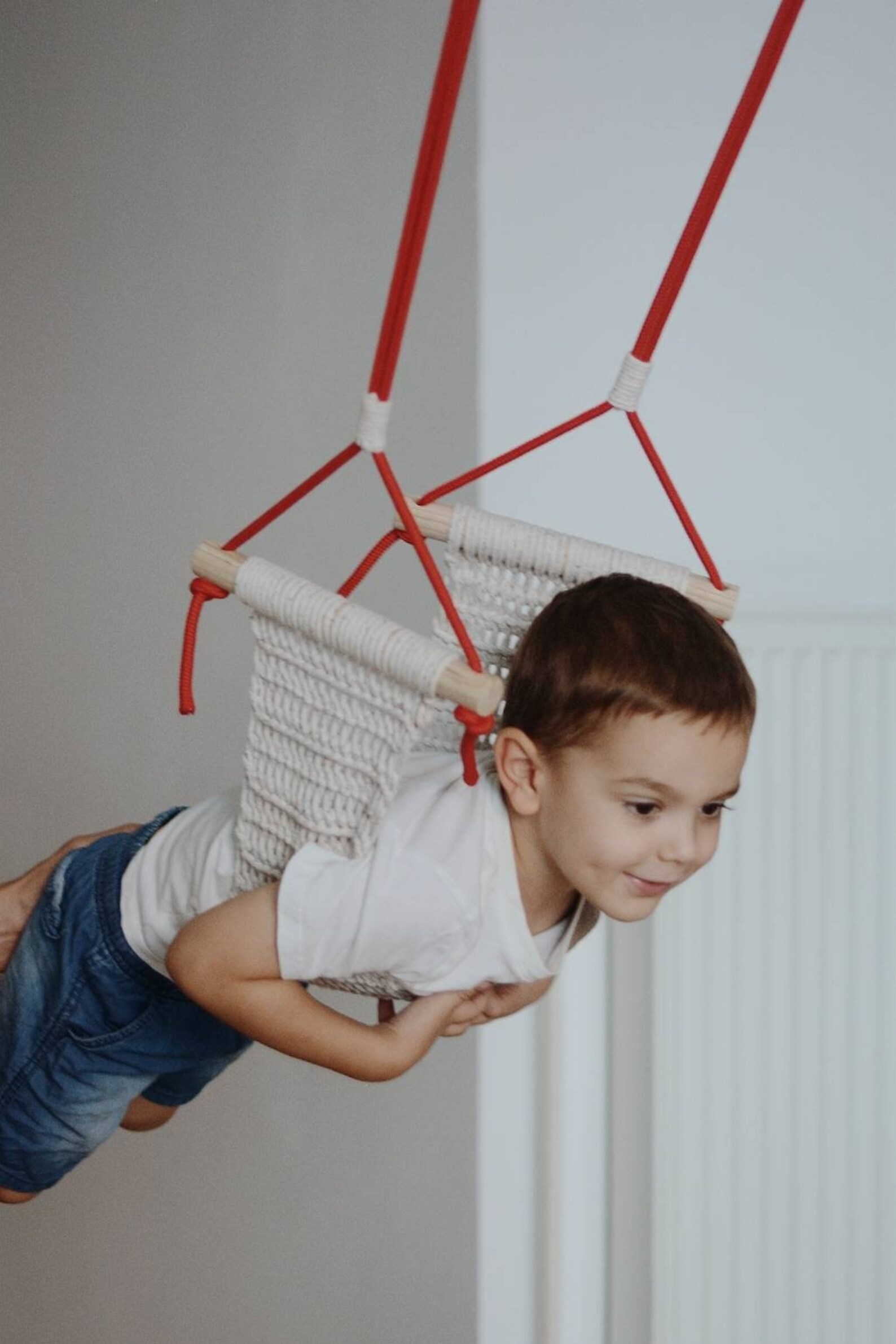 Toddler Crochet Handmade Swing, Kids Indoor Rope Swing, Cotton Rope ...