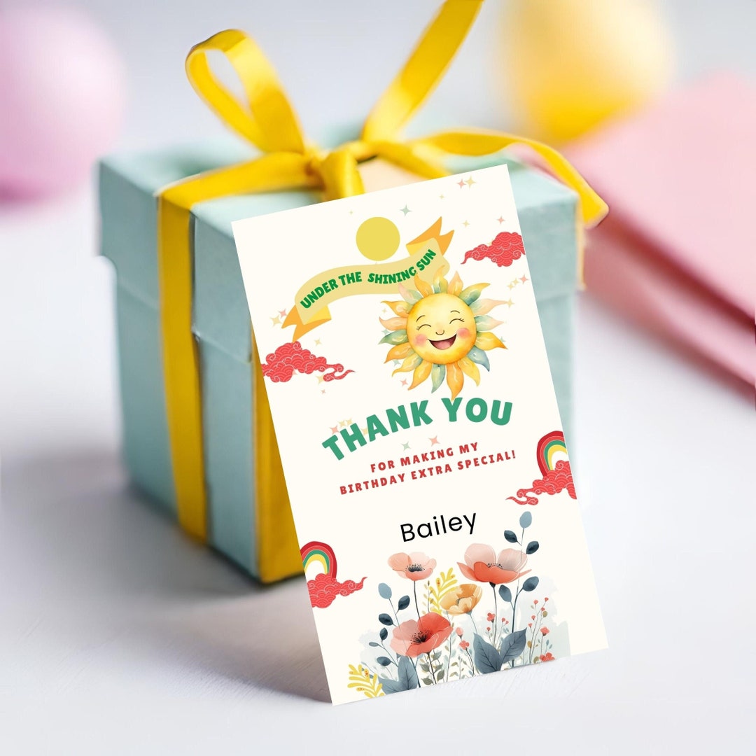 Sunshine Summer Kids Birthday Gift Tags Hello Summer Thank You Tags ...