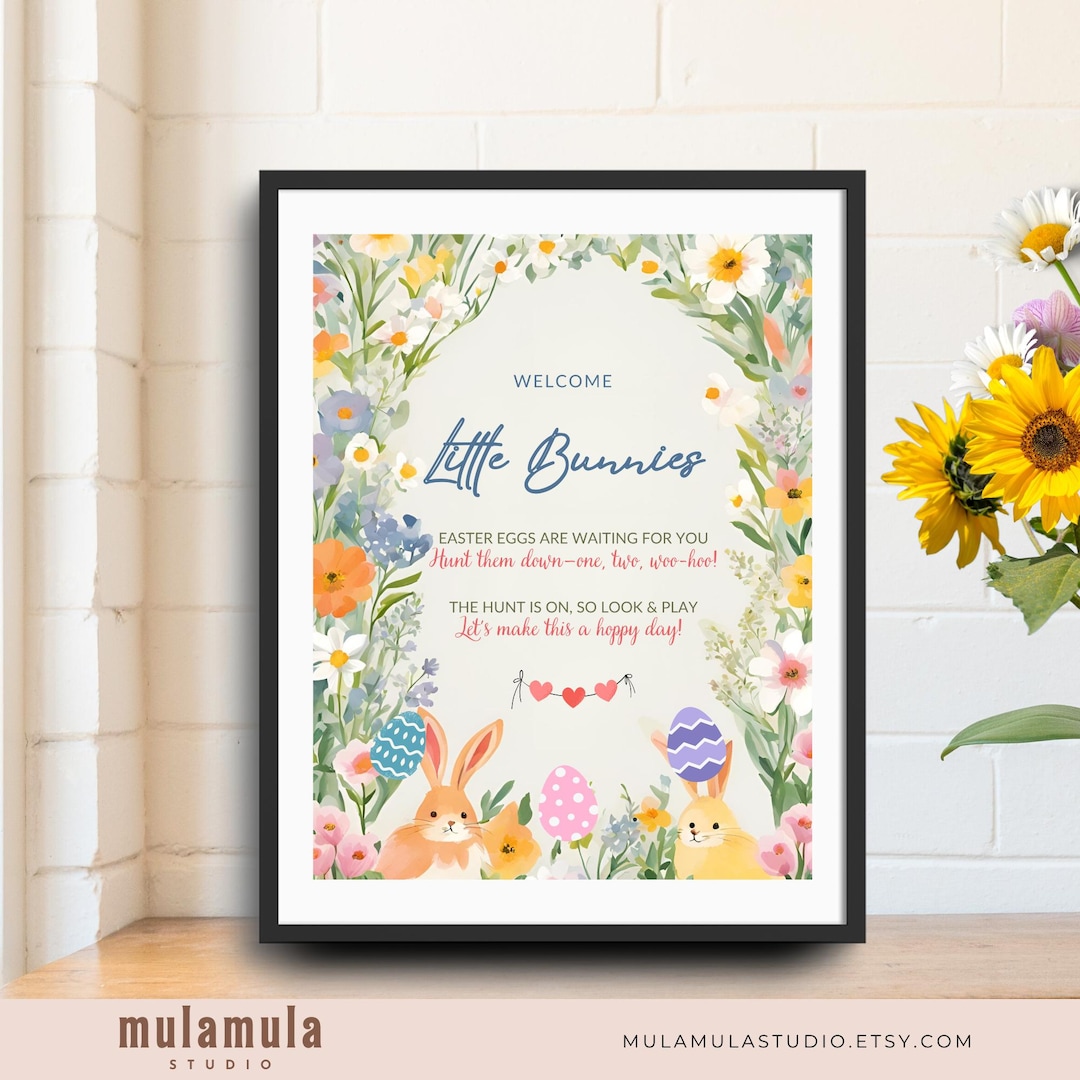 Easter Welcome Sign, Easter Egg Hunt Party Sign, Easter Brunch 16X20 ...