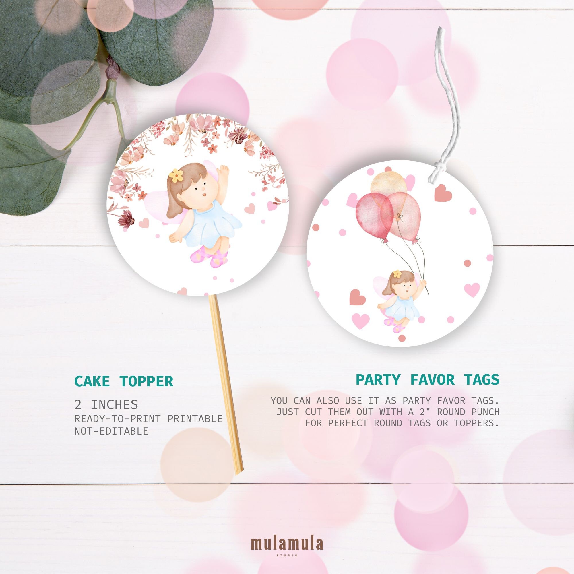 Fairy Cake Topper Fairy Party Printable Cake Topper Spring Flower Fairy ...