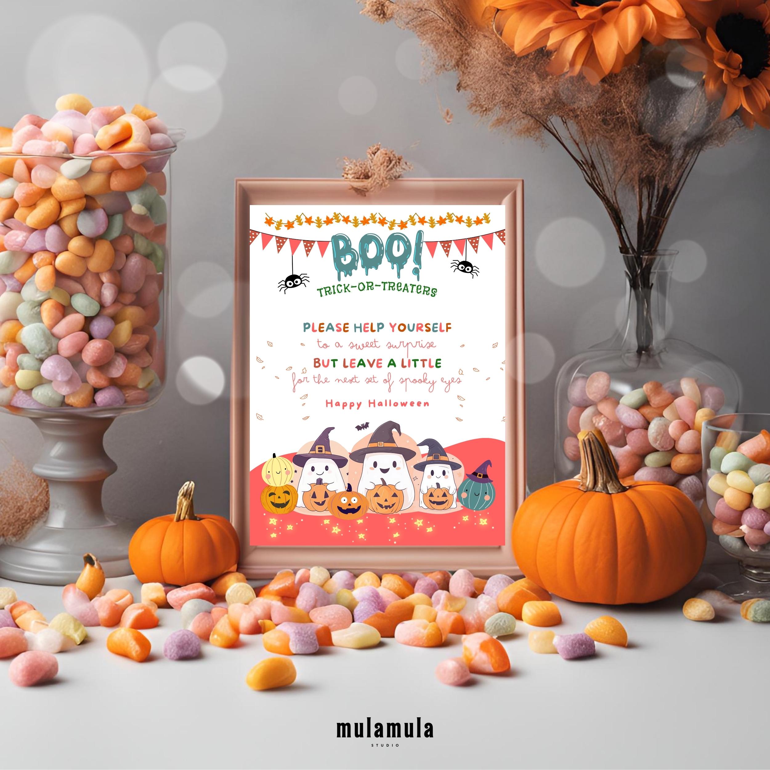 Printable Candy Poster, Halloween Candy Bowl Sign, Trick or Treat, Take ...