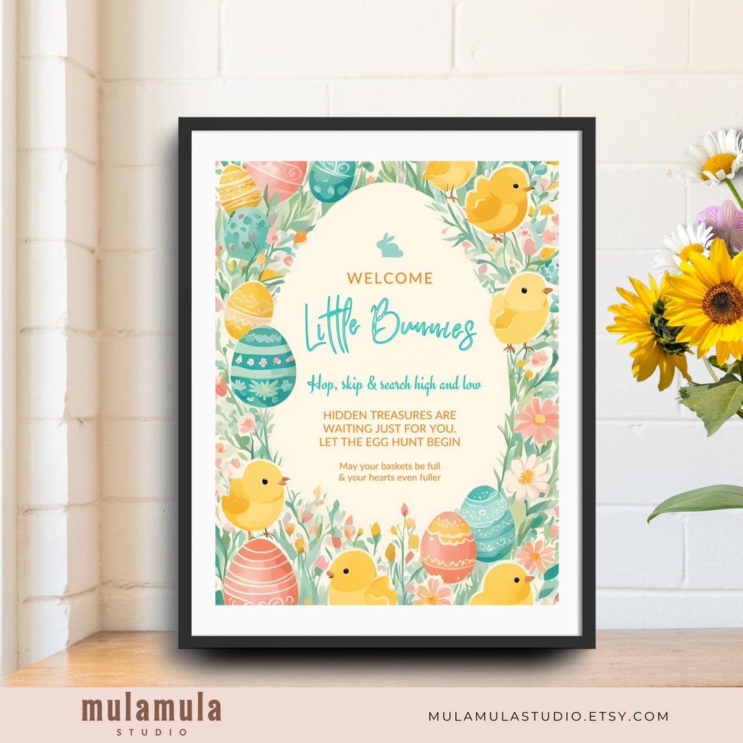 Easter Welcome Sign, Egg Hunt Party Sign, Easter Party Decor, Easter ...