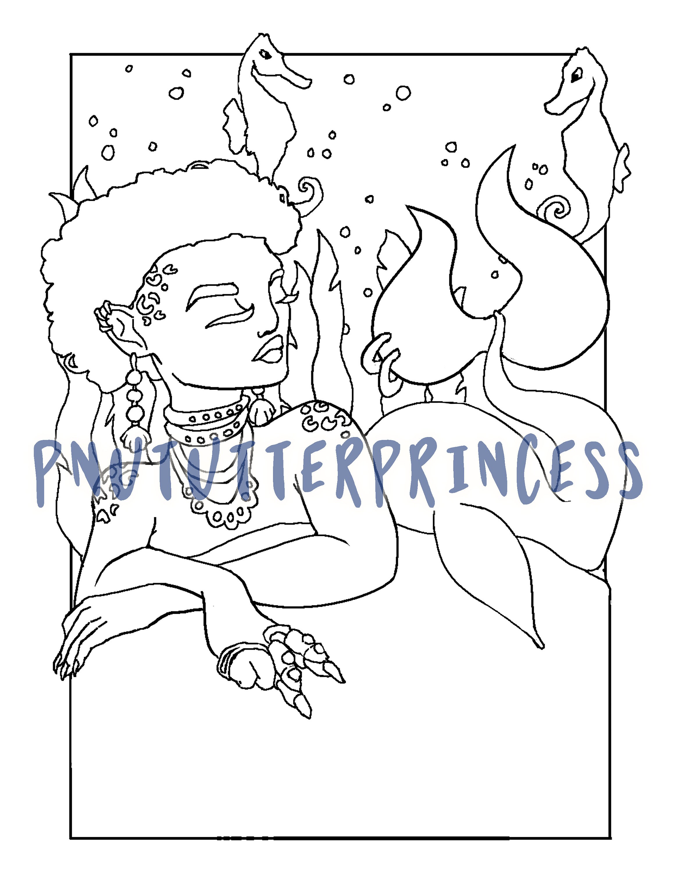 Fancy Mermaid Printable Coloring Page - Etsy