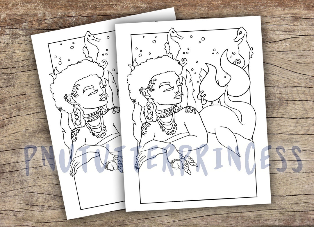 Fancy Mermaid Printable Coloring Page - Etsy