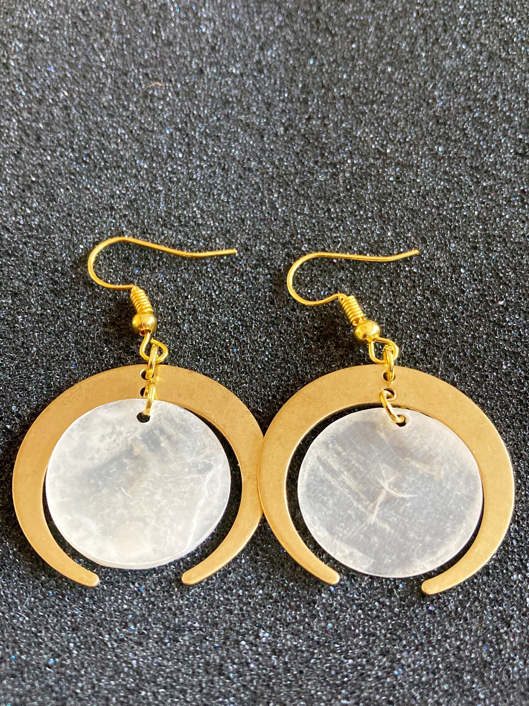 Philippine Round Capiz Mirror Shell Gold Brass Earrings. - Etsy