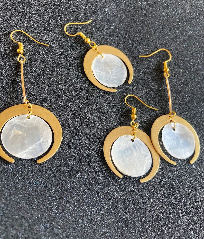 Philippine Round Capiz Mirror Shell Gold Brass Earrings. - Etsy