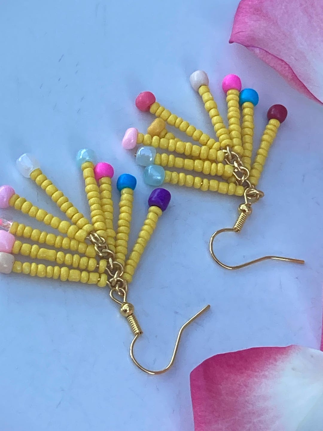 Beaded Chandelier Cluster Seed Bead Dangle Drop Vibrant Earrings. - Etsy