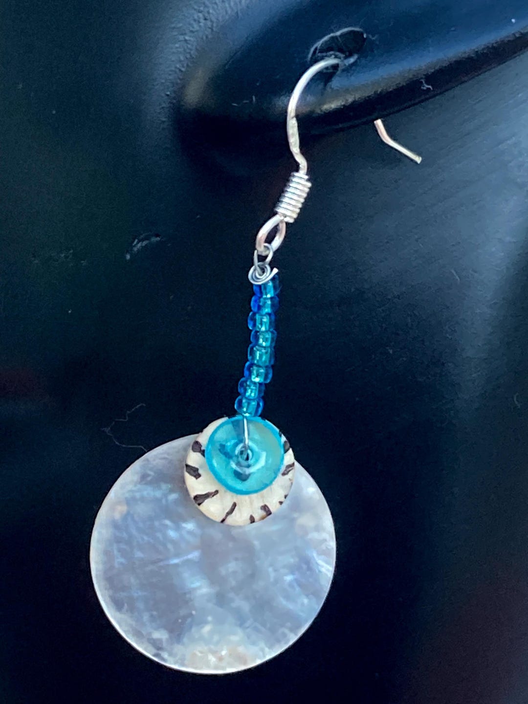 Philippine Capiz Shell Glass and Natural Seed Drop Minimalist Handmade ...