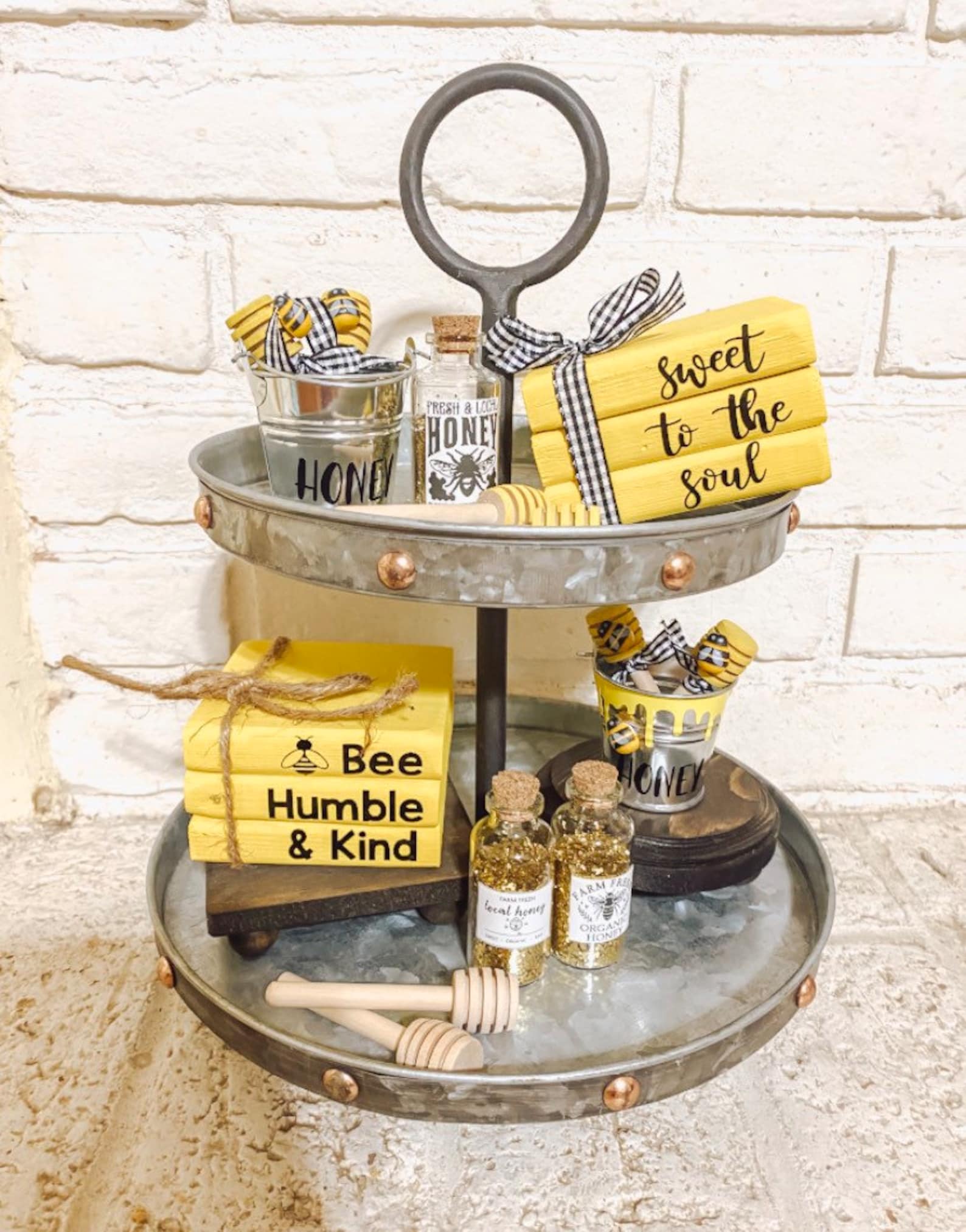 Farmhouse Honey Bee Tiered Tray Decor Display Bee Humble and - Etsy
