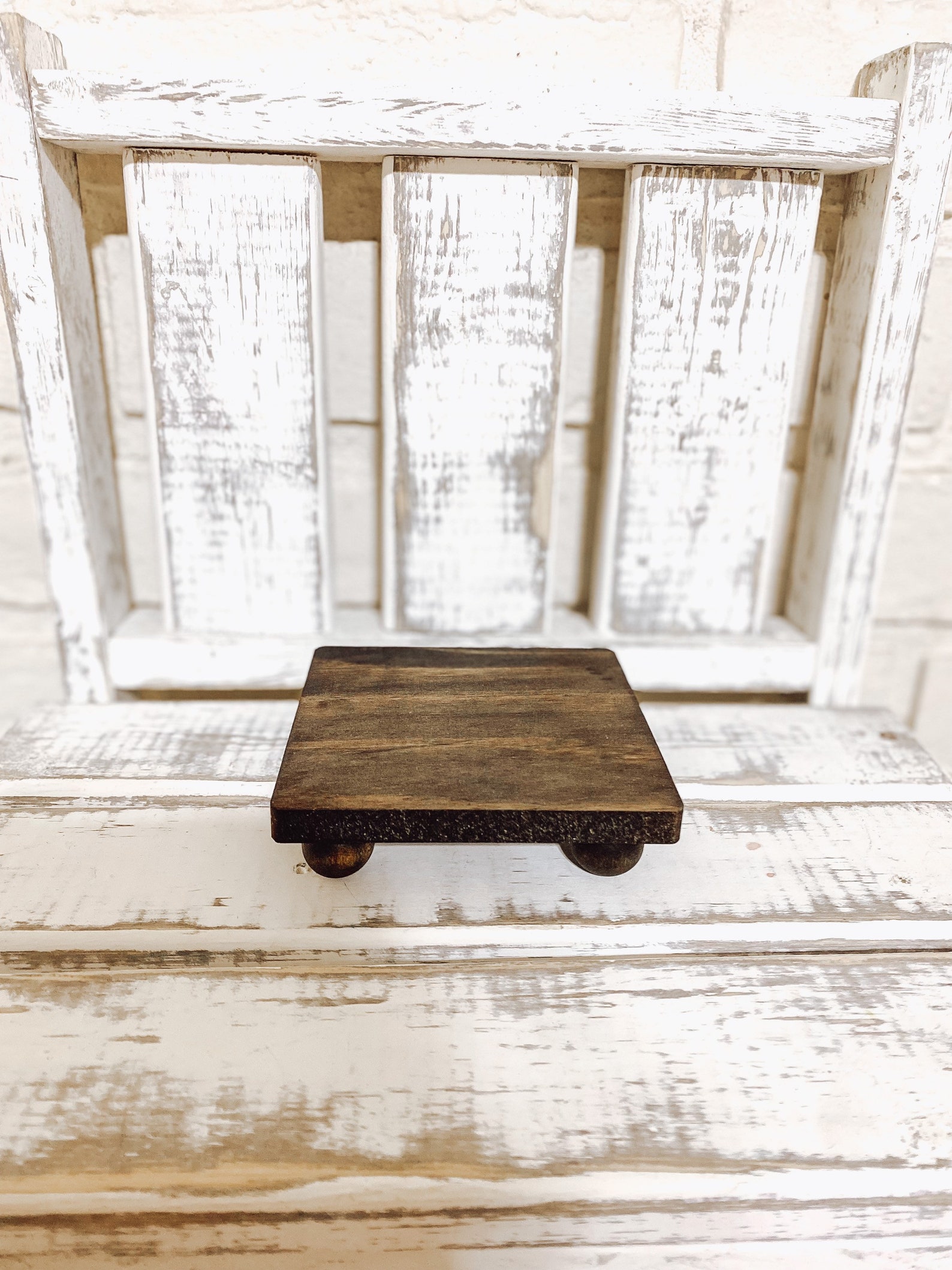 Farmhouse Wooden Riser Pedestal Tiered Tray Home Decor Display Plant ...