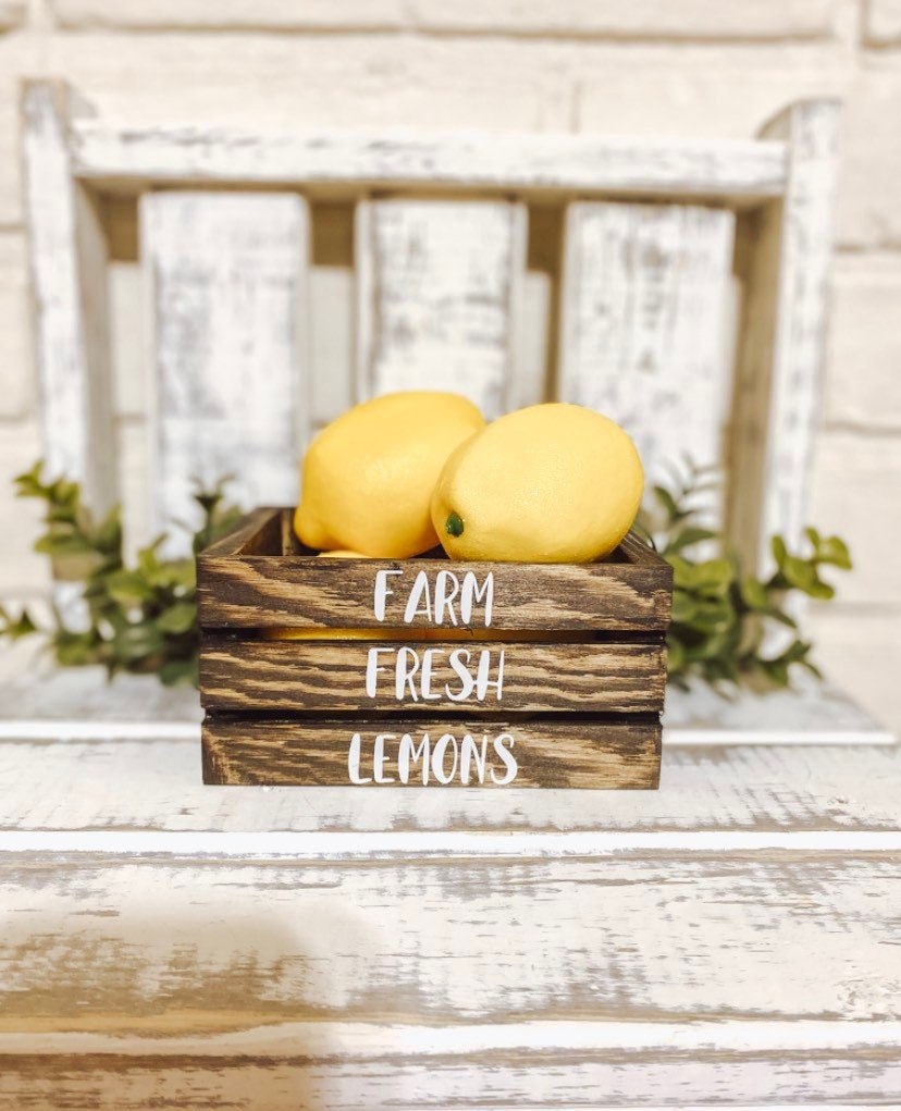 Farm Fresh Lemons Farmhouse Wooden Basket Tiered Tray Home - Etsy