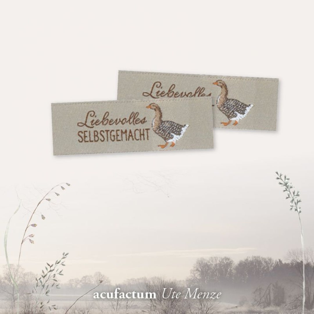 5 Woven Labels Goose Lovingly Homemade Design Daniela Drescher Size 3 X ...