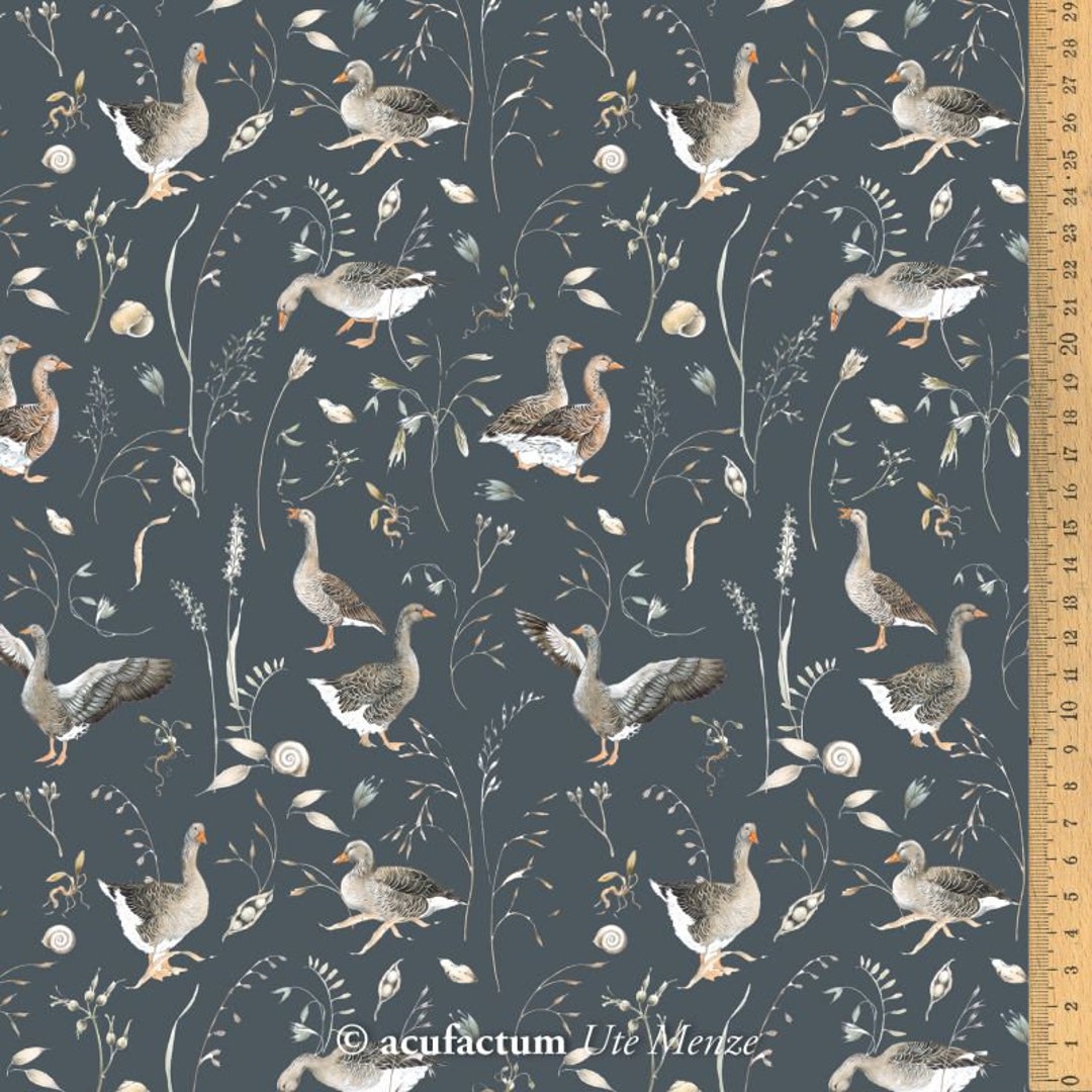 Acufactum Cotton Fabric Greylag Geese - Etsy