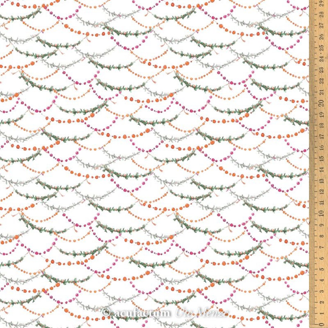 Acufactum Cotton Fabric Winter Garlands Sophia Drescher - Etsy Australia