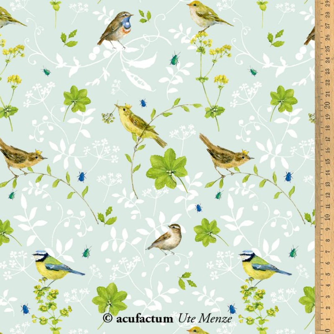 Acufactum Cotton Fabric Bird World 0.50 M Design by Daniela Drescher - Etsy